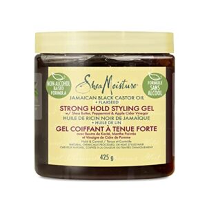 sheamoisture styling strong hold styling gel for natural, chemically processed or heat styled hair jamaican black castor oil and flaxseed paraben-free anti-frizz hair gel 15 oz