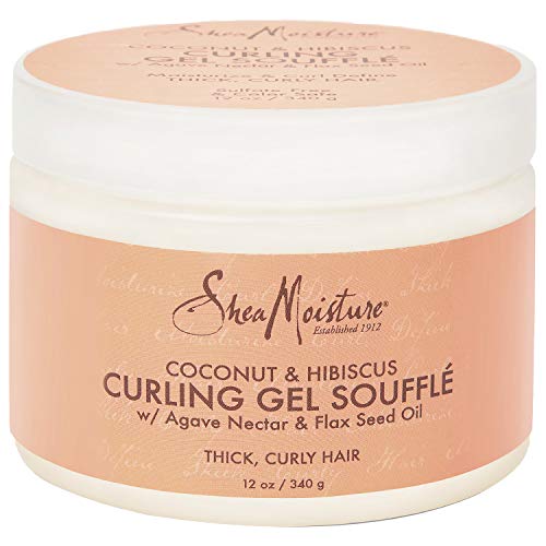 SheaMoisture Curling Gel Souffle for Thick, Curly Hair Coconut , Hibiscus to Moisturize and Protect Hair 12 oz