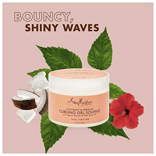 SheaMoisture Curling Gel Souffle for Thick, Curly Hair Coconut , Hibiscus to Moisturize and Protect Hair 12 oz