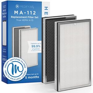 medify ma-112 genuine replacement filter | for allergens, wildfire smoke, dust, odors, pollen, pet dander | 3 in 1 with pre-filter, h13 hepa, and activated carbon for 99.9% removal | 1-pack