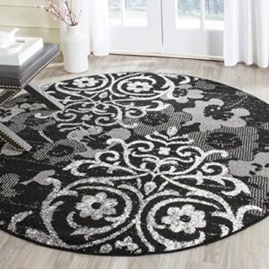 SAFAVIEH Adirondack Collection 6' x 9' Silver / Ivory ADR114B Floral Glam Damask Distressed Non-Shedding Living Room Bedroom Dining Home Office Area Rug