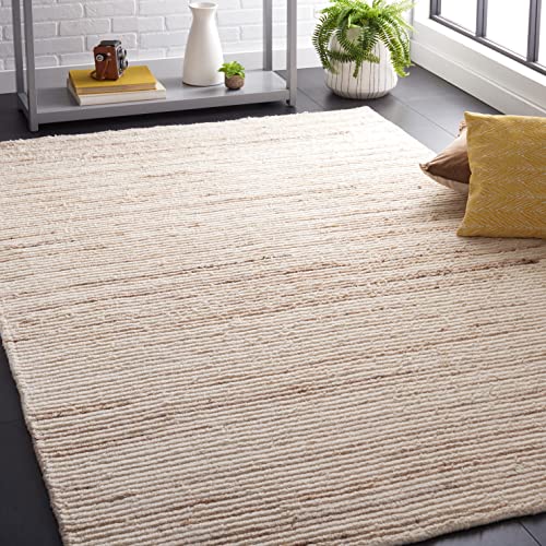 Safavieh Casablanca Collection 3' x 5' Beige/Ivory CSB793B Handmade Stripe Wool 0.8-inch Thick Area Rug