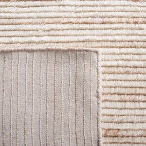 Safavieh Casablanca Collection 3' x 5' Beige/Ivory CSB793B Handmade Stripe Wool 0.8-inch Thick Area Rug