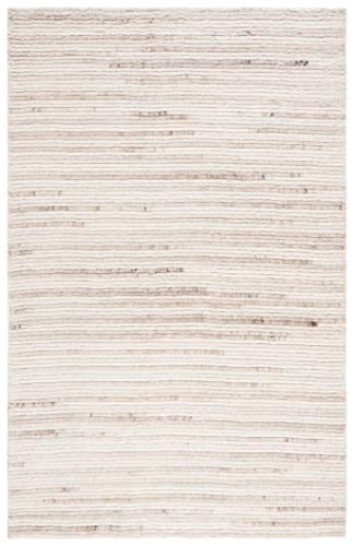 Safavieh Casablanca Collection 3' x 5' Beige/Ivory CSB793B Handmade Stripe Wool 0.8-inch Thick Area Rug