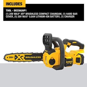 DEWALT 20V MAX* XR Chainsaw Kit, 5-Ah Battery, 12-Inch (DCCS620P1)