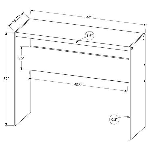 Monarch specialties , Console Sofa Table, Tempered Glass, Glossy White, 44"L