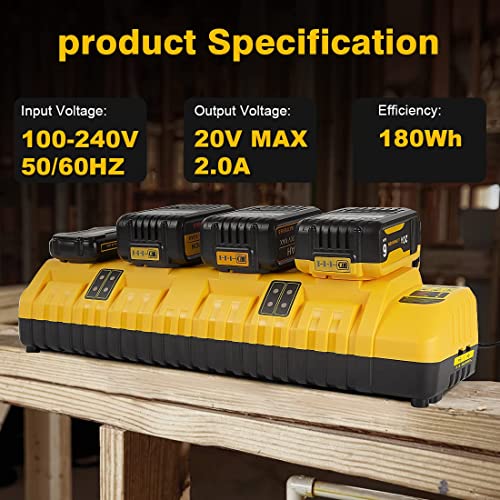 DCB104 Replacement for Dewalt Battery Charger Station 20V,Compatible with Dewalt 20V Battery (Yellow)