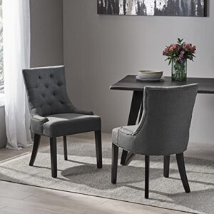 Christopher Knight Home Cheney Dining Chair,Textile, Gray + Dark Brown