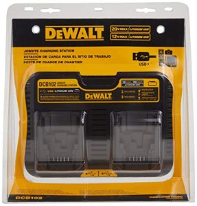 dewalt 12/20v max charging station/dual charger for jobsite (dcb102) , black