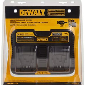 DEWALT 12/20V MAX Charging Station/Dual Charger for Jobsite (DCB102) , Black