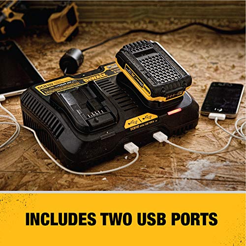 DEWALT 12/20V MAX Charging Station/Dual Charger for Jobsite (DCB102) , Black