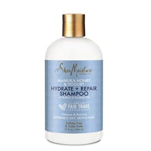 sheamoisture hydrate & repair moisture shampoo for damaged hair manuka honey moisturizing with shea butter, 13 oz