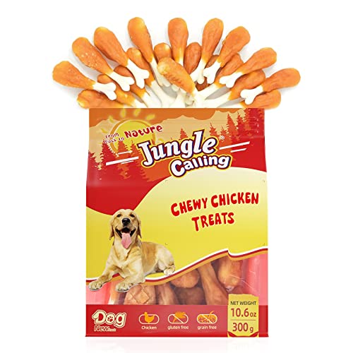 Jungle Calling Chewy Chicken Dog Treats Rawhide Free Real Chicken Calcium Bone, Teeth Clean Breath Fresh Dog Training Treats