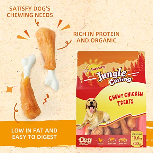 Jungle Calling Chewy Chicken Dog Treats Rawhide Free Real Chicken Calcium Bone, Teeth Clean Breath Fresh Dog Training Treats