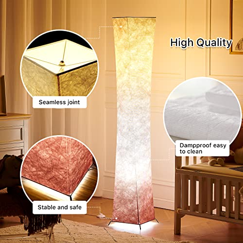 chiphy Floor Lamp, 64" Tall Lamp with Remote Control, Dimmable 10 Levels Color Temperature 12W/2 LED Bulbs (2400 Lumens, 100 Watt Equivalent) and Red Lampshade, Unique for Living Room