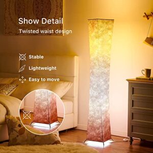 chiphy Floor Lamp, 64" Tall Lamp with Remote Control, Dimmable 10 Levels Color Temperature 12W/2 LED Bulbs (2400 Lumens, 100 Watt Equivalent) and Red Lampshade, Unique for Living Room