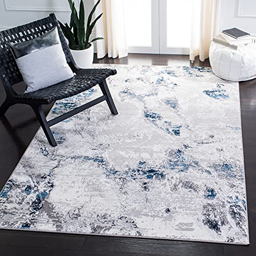 SAFAVIEH Amelia Collection 10' x 14' Grey/Blue ALA232G Modern Abstract Non-Shedding Living Room Dining Bedroom Area Rug