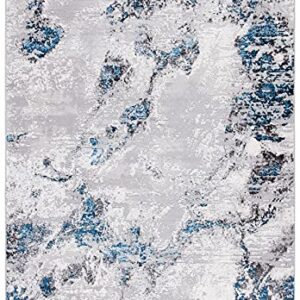 SAFAVIEH Amelia Collection 10' x 14' Grey/Blue ALA232G Modern Abstract Non-Shedding Living Room Dining Bedroom Area Rug