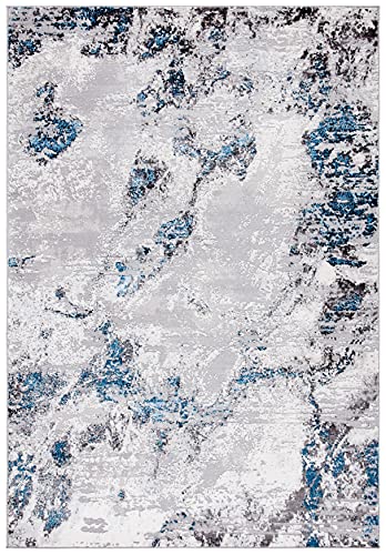 SAFAVIEH Amelia Collection 10' x 14' Grey/Blue ALA232G Modern Abstract Non-Shedding Living Room Dining Bedroom Area Rug