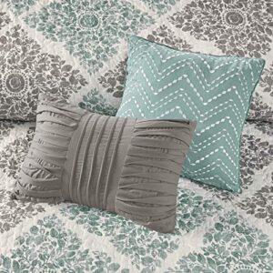 Madison Park Claire Quilt Modern Design - All Season, Breathable Coverlet Lightweight Bedding Set, Matching Shams, Decorative Pillow, King/Cal King (104 in x 94 in), Diamond Aqua 6 Piece