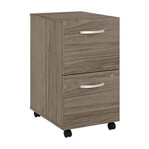 bush business furniture hybrid 2 drawer mobile file cabinet-assembled, modern hickory