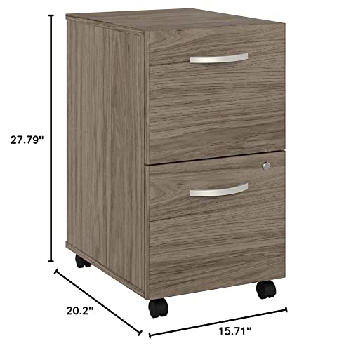 Bush Business Furniture Hybrid 2 Drawer Mobile File Cabinet-Assembled, Modern Hickory