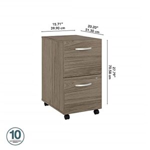 Bush Business Furniture Hybrid 2 Drawer Mobile File Cabinet-Assembled, Modern Hickory