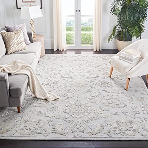 SAFAVIEH Glamour Collection 9' x 12' Light Blue/Ivory GLM624L Handmade Premium Wool Area Rug