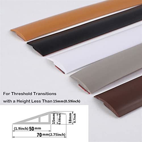 3.2FT Floor Transition Strip Self Adhesive PVC Carpet & Floor Edging Trim Strip PVC Threshold Transitions Suitable for Threshold Height Less Than 0.59inches (Color : Grey)