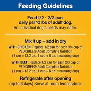 PEDIGREE CHOPPED GROUND DINNER Adult Canned Soft Wet Dog Food Variety Pack, with Chicken and with Beef, 13.2 oz. Cans 12 Pack