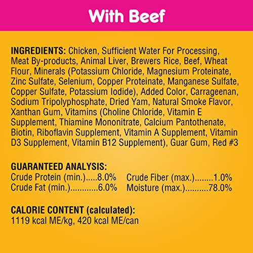 PEDIGREE CHOPPED GROUND DINNER Adult Canned Soft Wet Dog Food Variety Pack, with Chicken and with Beef, 13.2 oz. Cans 12 Pack