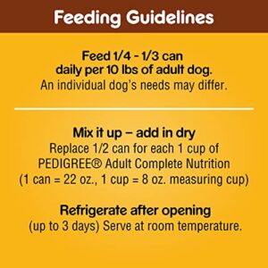 PEDIGREE CHOPPED GROUND DINNER Adult Canned Soft Wet Dog Food Beef, Bacon & Cheese Flavor, 22 oz. Cans 12 Pack