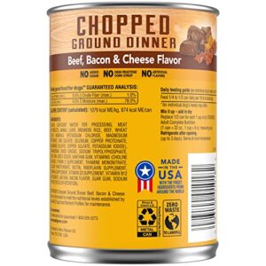 PEDIGREE CHOPPED GROUND DINNER Adult Canned Soft Wet Dog Food Beef, Bacon & Cheese Flavor, 22 oz. Cans 12 Pack