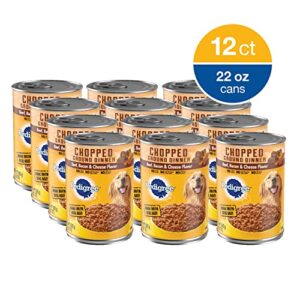 PEDIGREE CHOPPED GROUND DINNER Adult Canned Soft Wet Dog Food Beef, Bacon & Cheese Flavor, 22 oz. Cans 12 Pack