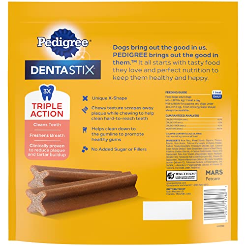 PEDIGREE DENTASTIX Large Dog Dental Treats Beef Flavor Dental Bones, 2.08 lb. Value Pack (40 Treats)