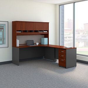 Bush Business Furniture Series C 72W Right Handed Corner Desk with Hutch and Mobile File Cabinet in Hansen Cherry