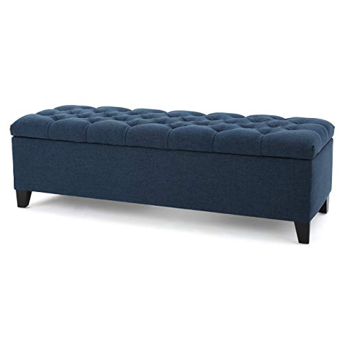 Christopher Knight Home Ottilie Fabric Storage Ottoman, Dark Blue & Mission Fabric Storage Ottoman, Light Grey