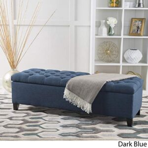 Christopher Knight Home Ottilie Fabric Storage Ottoman, Dark Blue & Mission Fabric Storage Ottoman, Light Grey