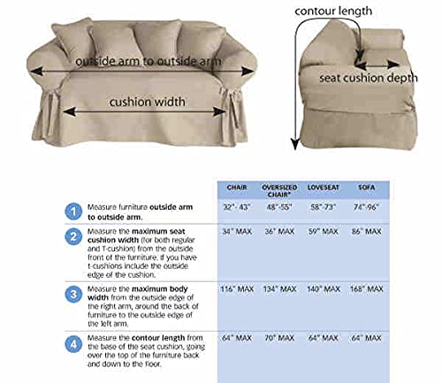 Classic Slipcovers WDEN2PC10WHT Sofa slipcover, 2 Piece, Separate Cushion Cover, Pure White