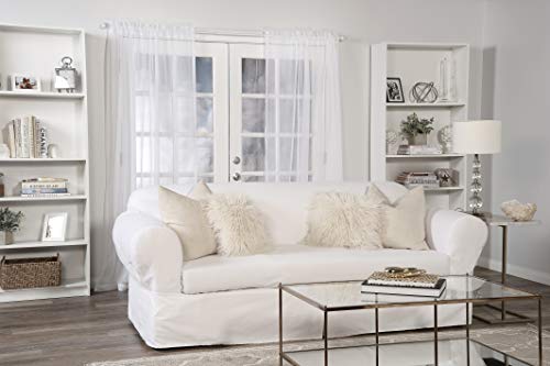 Classic Slipcovers WDEN2PC10WHT Sofa slipcover, 2 Piece, Separate Cushion Cover, Pure White