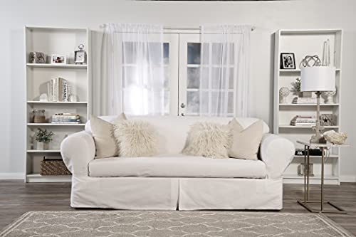 Classic Slipcovers WDEN2PC10WHT Sofa slipcover, 2 Piece, Separate Cushion Cover, Pure White