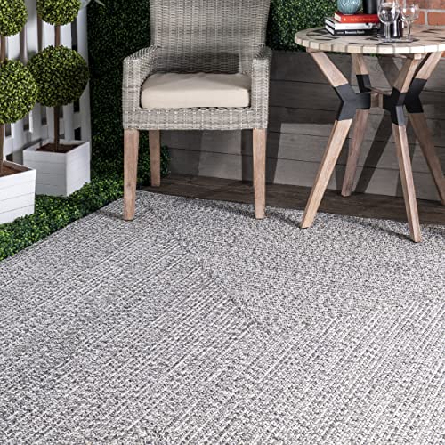 nuLOOM Wynn Braided Indoor/Outdoor Area Rug, 5' x 8', Light Grey/Salt and Pepper