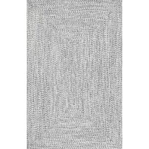 nuLOOM Wynn Braided Indoor/Outdoor Area Rug, 5' x 8', Light Grey/Salt and Pepper