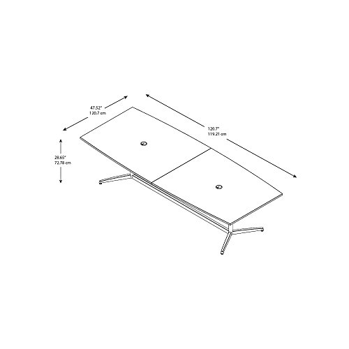 Bush Business Furniture 120W x 48D Boat Shaped Conference Table with Metal Base in Storm Gray