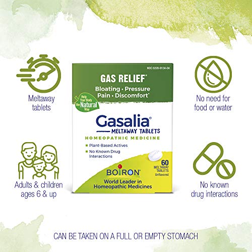 Boiron Gasalia Tablets for Relief from Gas Pressure, Abdominal Pain, Bloating, and Discomfort - 60 Count