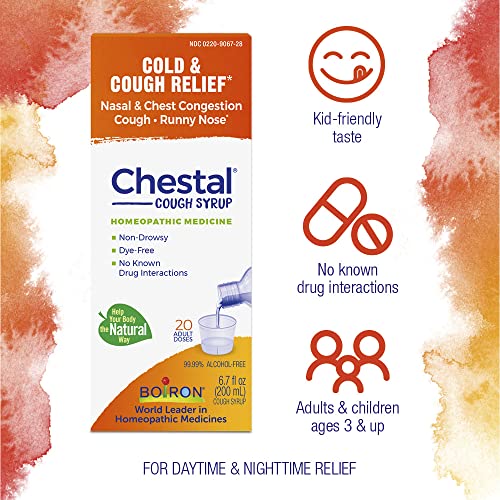 Boiron Chestal Adult Cold and Cough Syrup for Nasal and Chest Congestion, Runny Nose, and Sore Throat Relief - 6.7 Fl oz