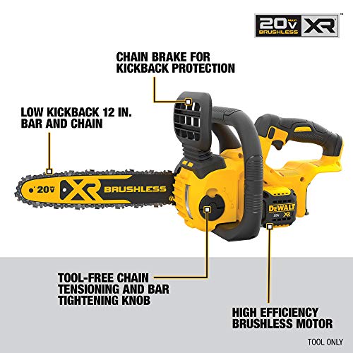 DEWALT 20V MAX* XR Chainsaw, 12-Inch, Tool Only (DCCS620B)