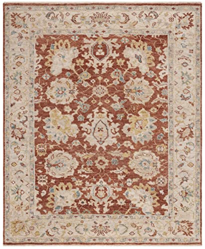 Safavieh Samarkand Collection 8' x 10' Rust/Beige SRK185P Hand-Knotted Traditional Oriental Wool Area Rug