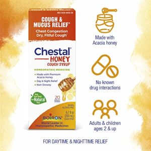 Boiron Chestal Honey Adult Cold and Cough Syrup for Nasal and Chest Congestion, Runny Nose, and Sore Throat Relief - 6.7 Fl oz