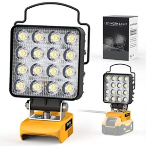 flood work light for dewalt: 48w 4″ square led work lights,18v/20v max lithium battery light with low voltage protection,cordless led light job site light,usb&type-c charging port （upgraded）